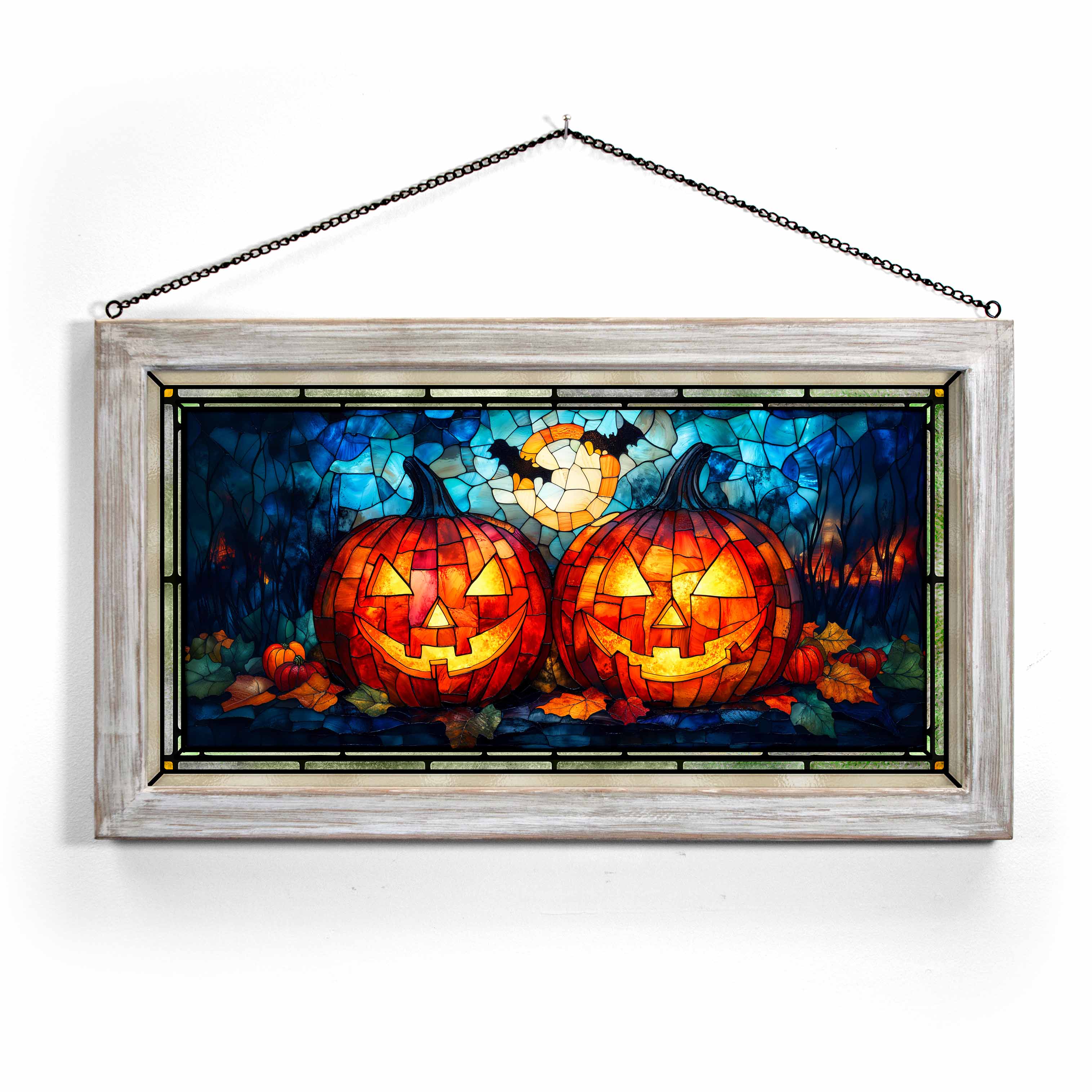October's Glow - 13" x 23" Stained Glass Art Stained Glass Art from ...