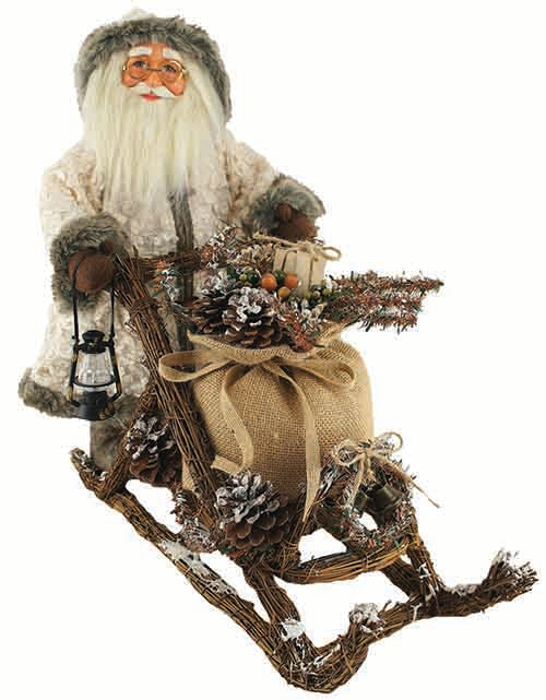 Woodsman on Mushing Sled - 18" Santa Santa from Wild Wings