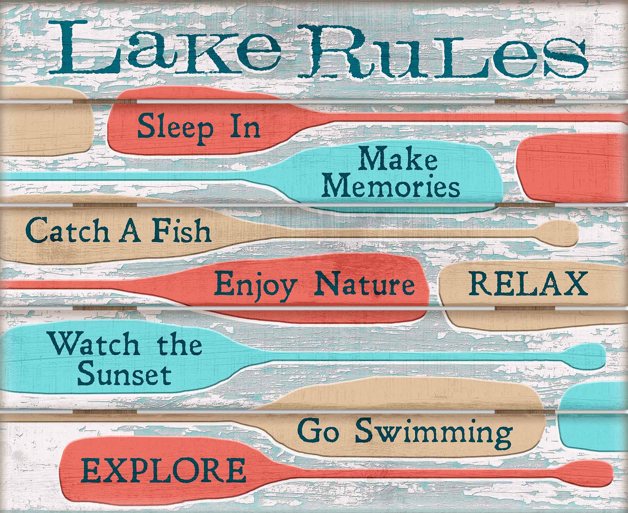 Lake Rules Blue - 18" x 22" Pallet Wall Art Pallet Wall Art from Wild Wings