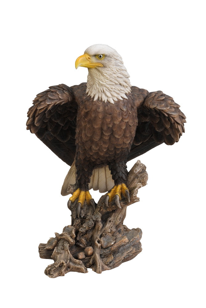 Bald Eagle On Stump with Wings Out - Sculpture Sculpture from Wild Wings