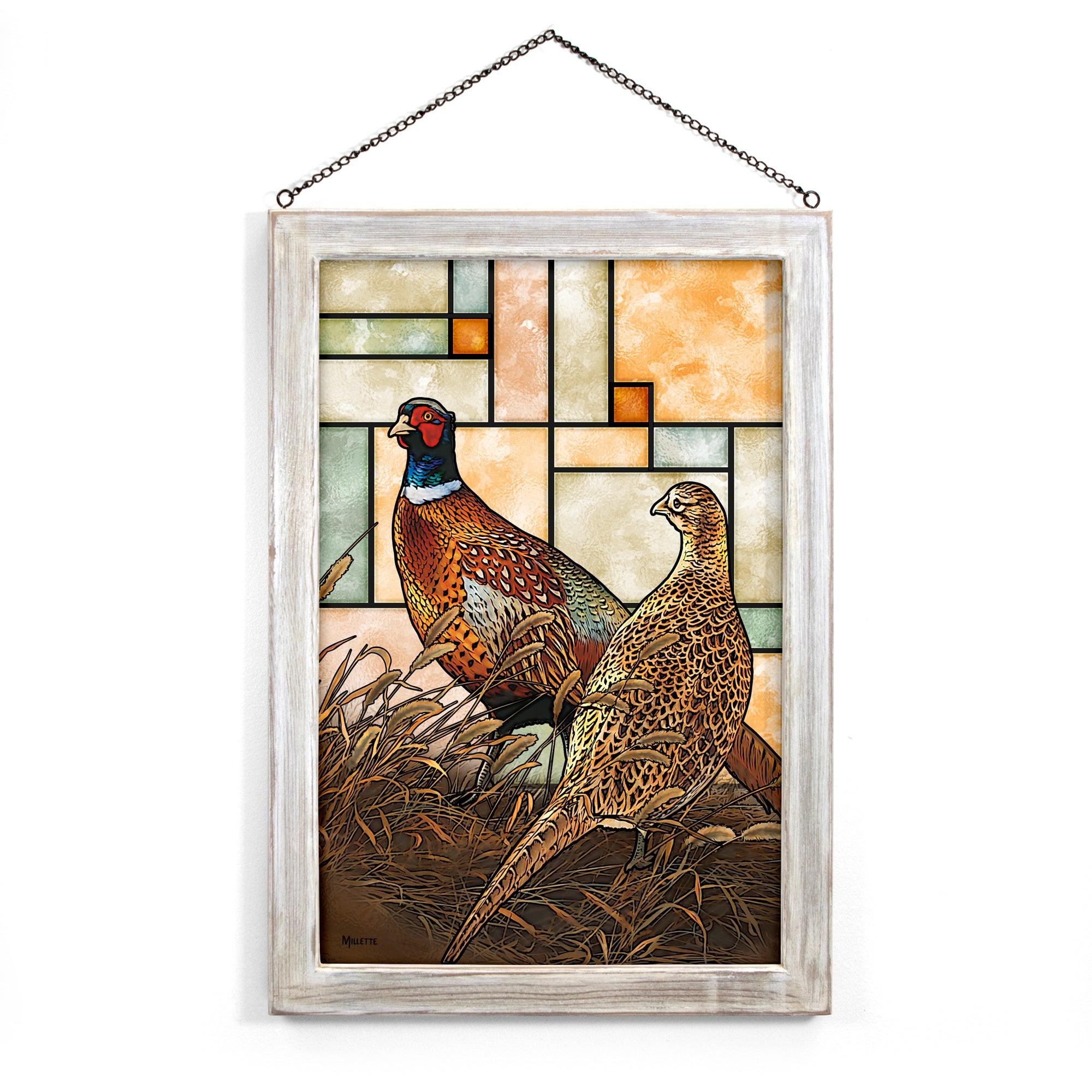 Twilight Escapade - Pheasants - 14" x 20" Stained Glass Art Stained ...